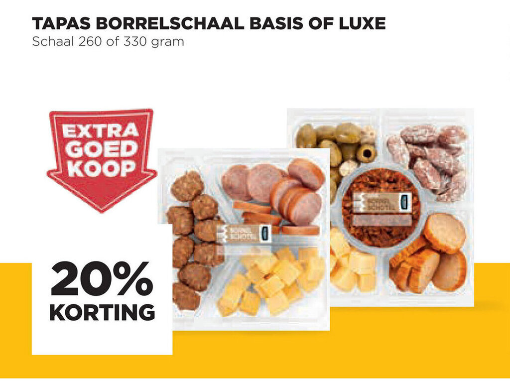Tapas borrelschaal basis of luxe aanbieding bij Jumbo