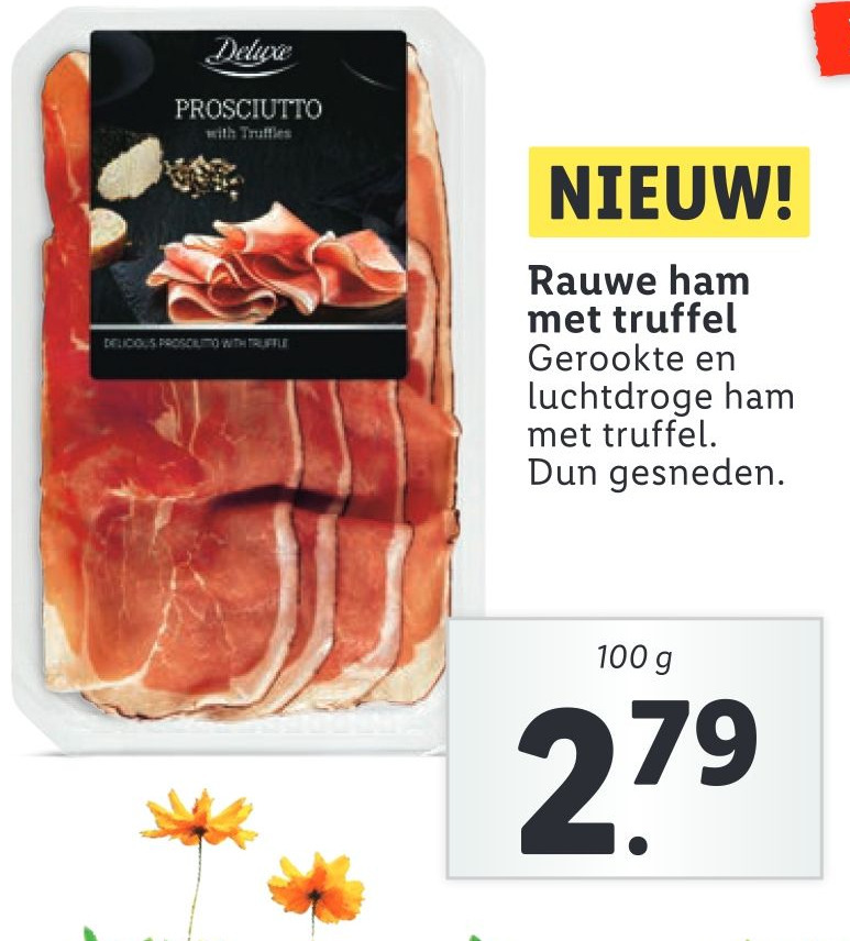 Rauwe ham met truffel Gerookte en luchtdroge ham met truffel. Dun ...