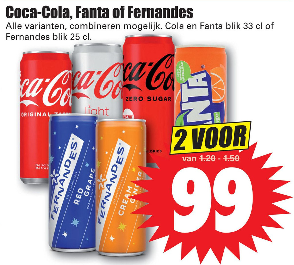 Coca-Cola, Fanta of Fernandes aanbieding bij Dirk