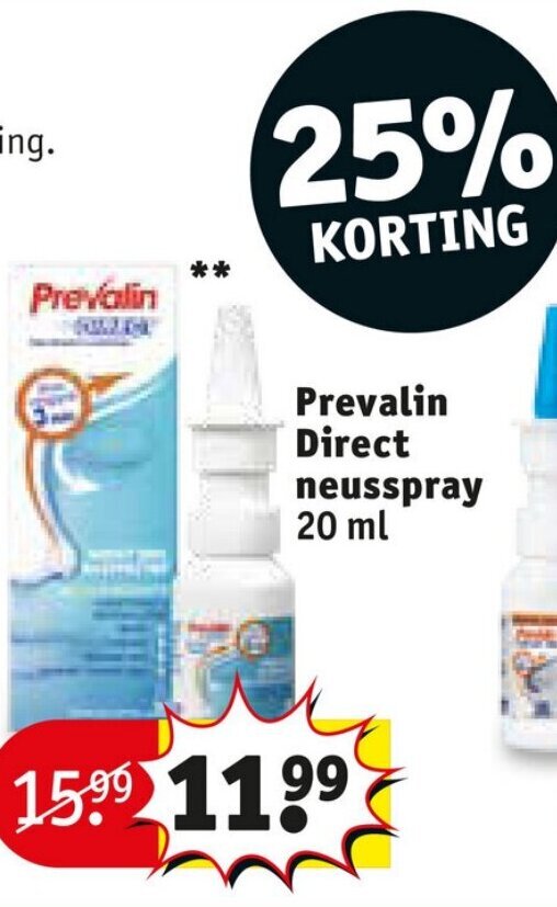 Prevalin direct neusspray 20 ml aanbieding bij Kruidvat