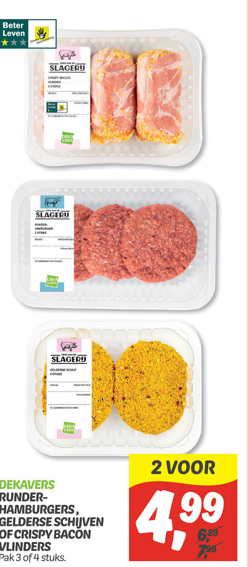 Dekavers runder-hamburgers, gelderse schijven of crispy bacon vlinders ...
