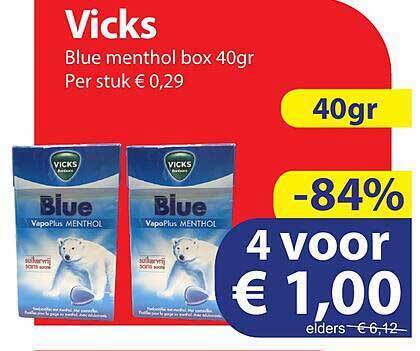 Vicks Blue Menthol Box 40gr aanbieding bij Die Grenze