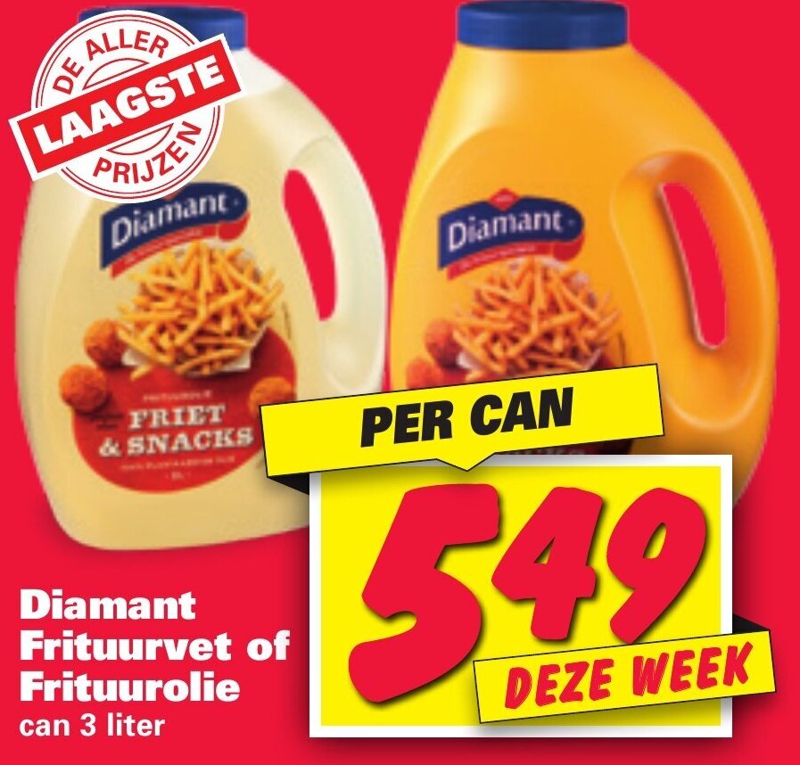 Diamant frituurvet of frituurolie 3L aanbieding bij Nettorama