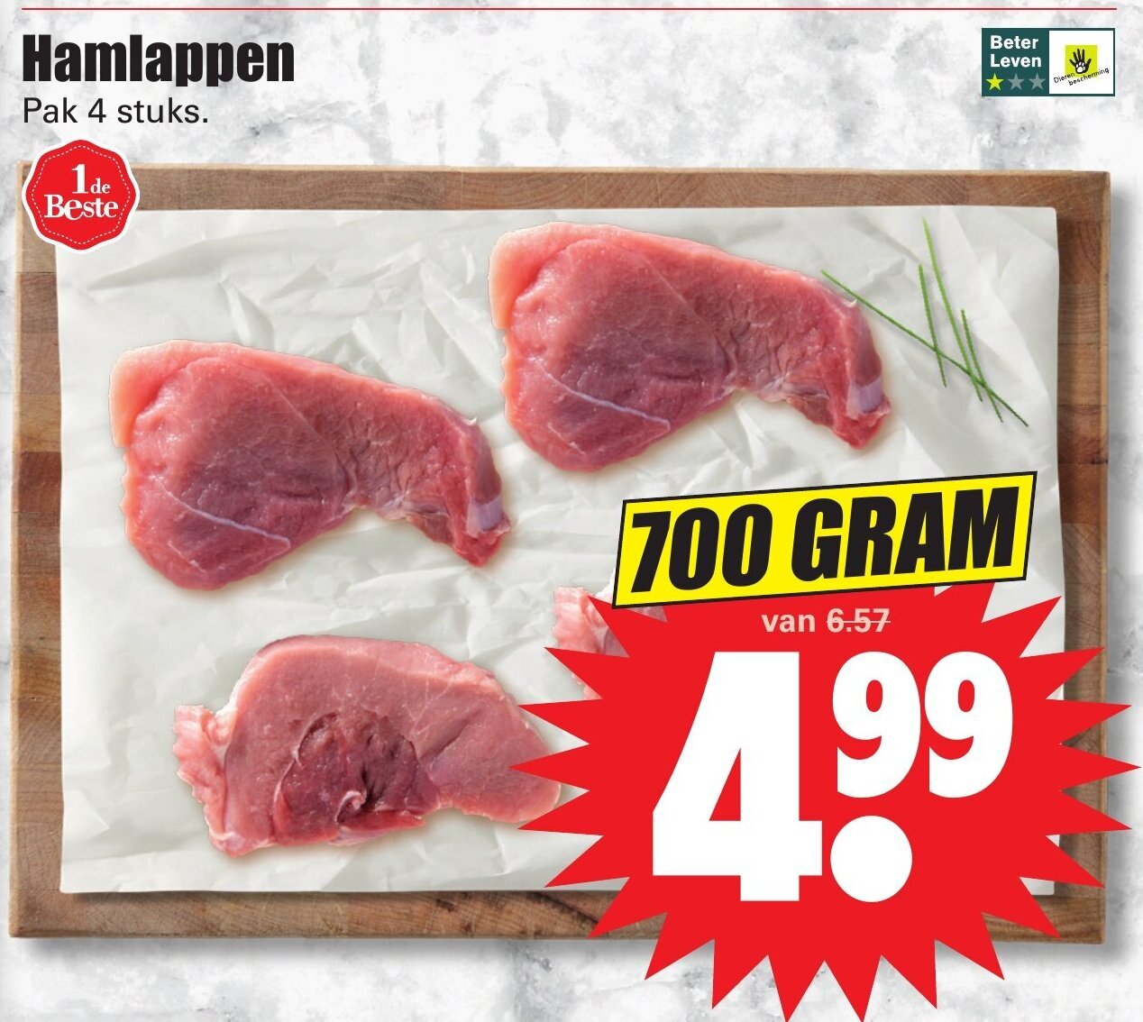 Hamlappen 700 gram aanbieding bij Dirk
