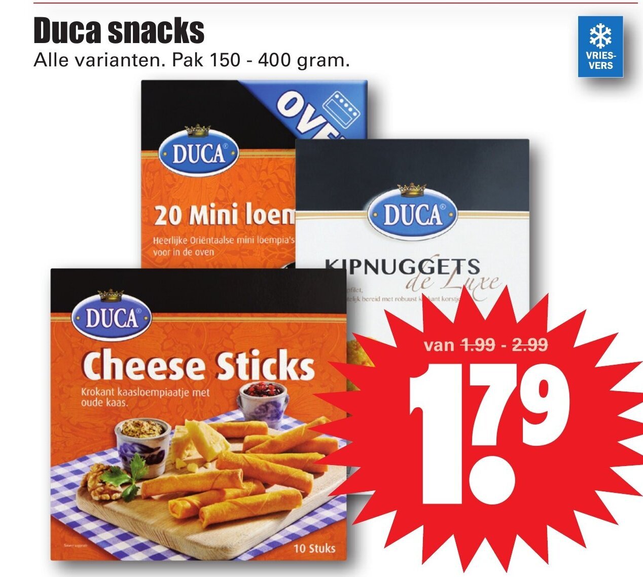 Duca snacks 150-400 gram aanbieding bij Dirk