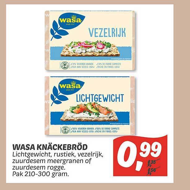 Wasa Knäckebröd Lichtgewicht, Rustiek, Vezelrijk, Zuurdesem Meergranen ...
