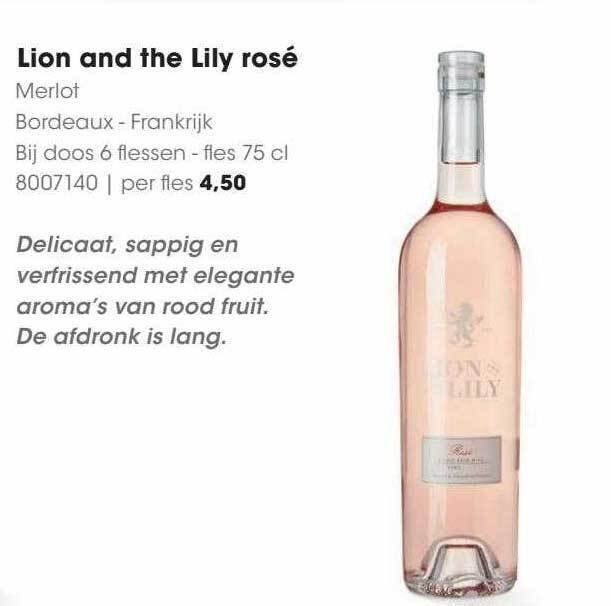 Lion And The Lily Rosé Merlot Bordeaux - Frankrijk aanbieding bij HANOS