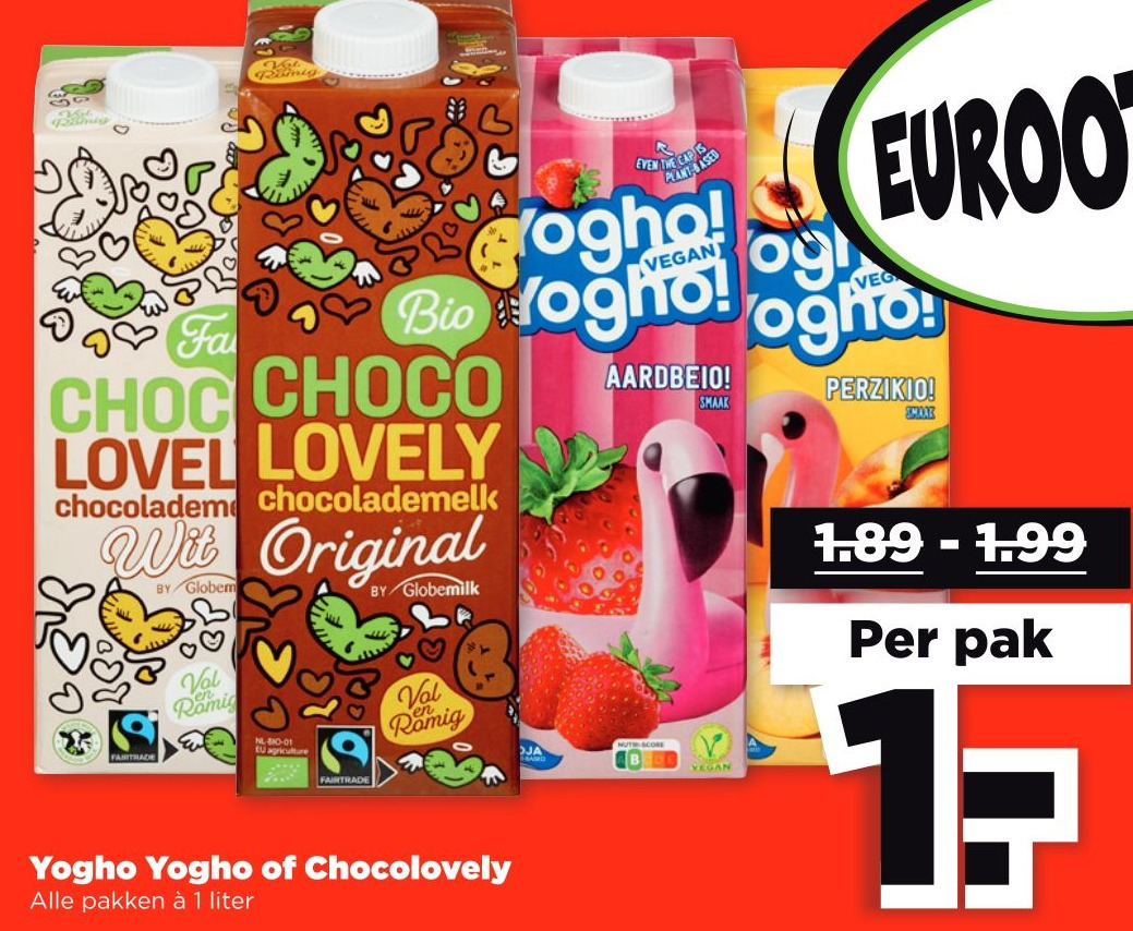 Yogho Yogho of Chocolovely aanbieding bij PLUS