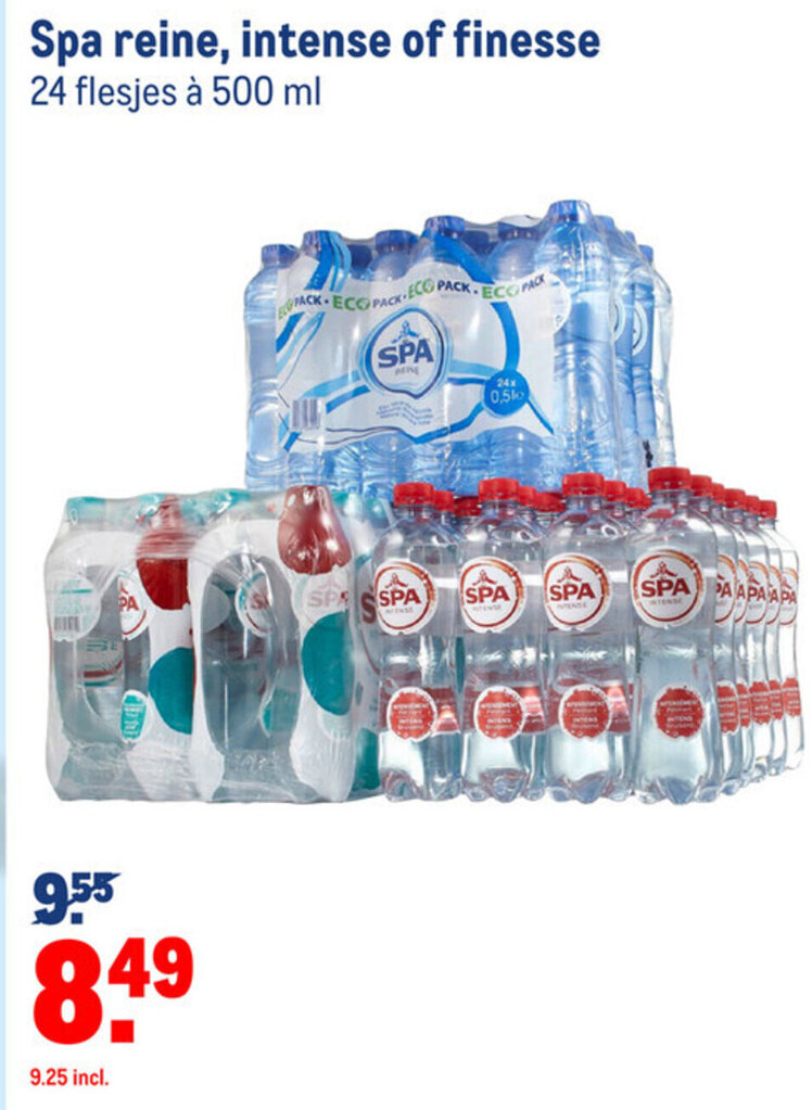 Spa reine, intense of finesse 24x500ml aanbieding bij Makro