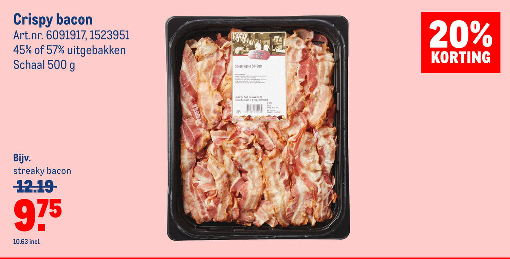 Crispy bacon 500g aanbieding bij Makro