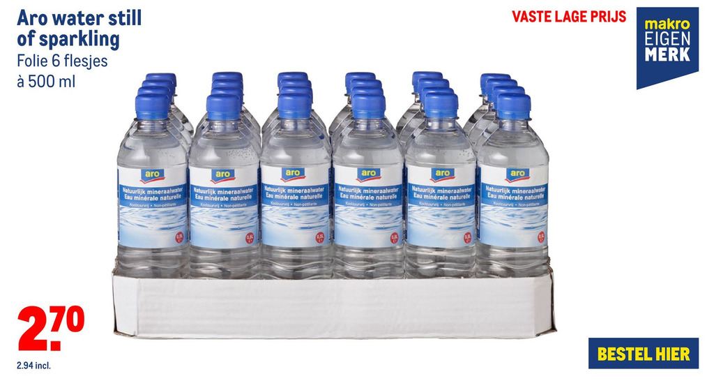 Aro water still of sparkling aanbieding bij Makro