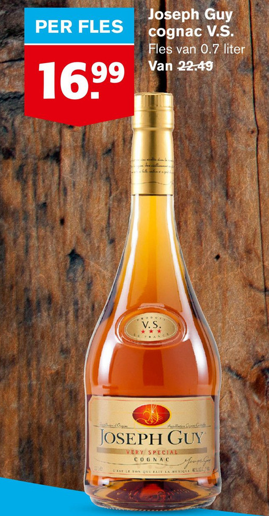 Joseph Guy cognac V.S. aanbieding bij Hoogvliet
