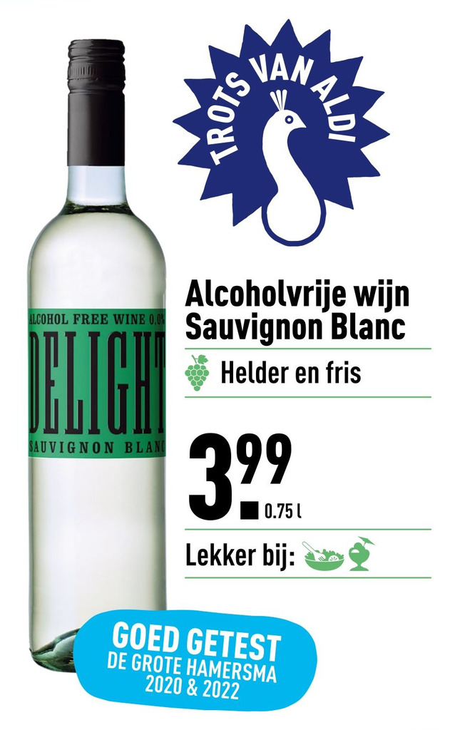 Alcoholvrije wijn Sauvignon Blanc aanbieding bij ALDI
