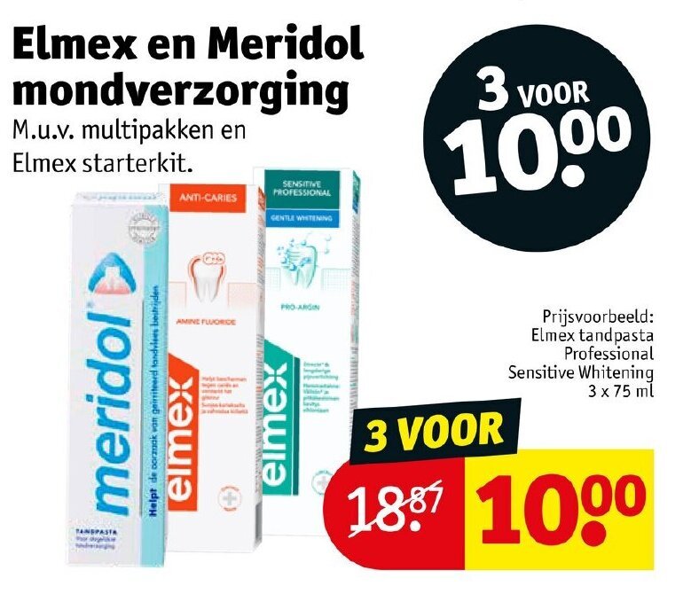 Elmex en Meridol mondverzorging 75 ml aanbieding bij Kruidvat