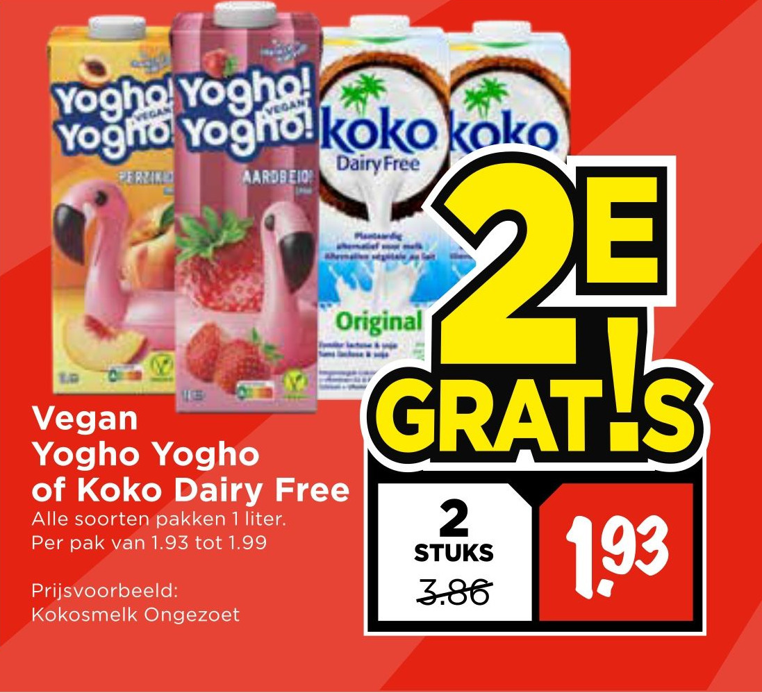 Vegan Yogho Yogho of Koko Dairy Free aanbieding bij Vomar