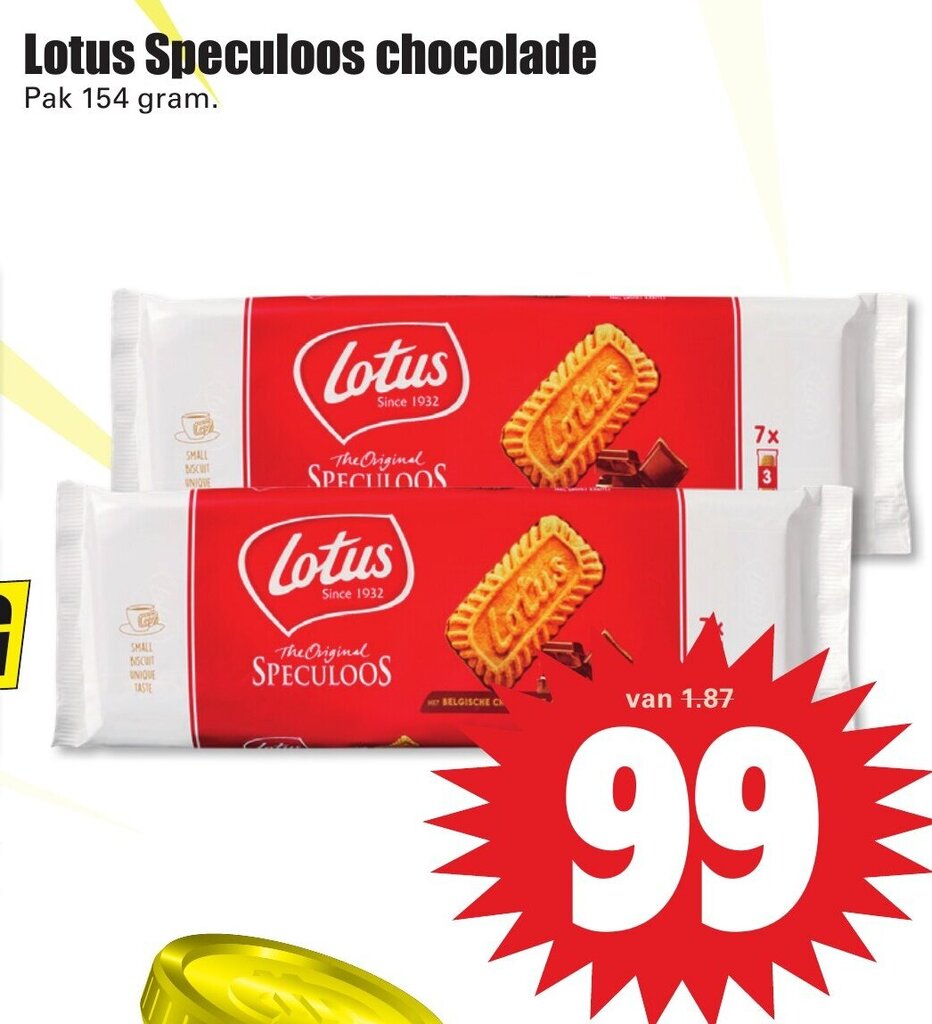 Lotus speculoos chocolade 154g aanbieding bij Dirk