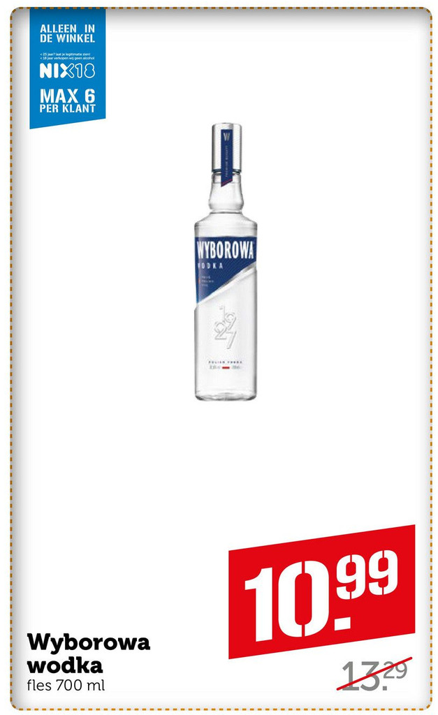 Wyborowa wodka fles 700 ml aanbieding bij Coop