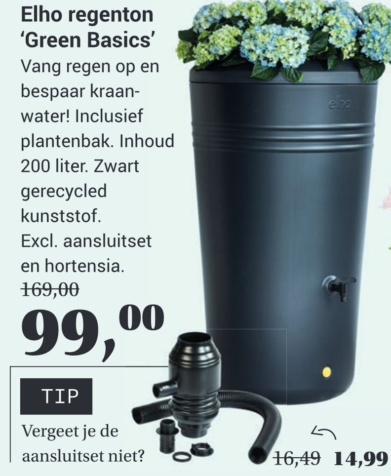 Elho regenton 'Green Basics' aanbieding bij Tuincentrum Osdorp