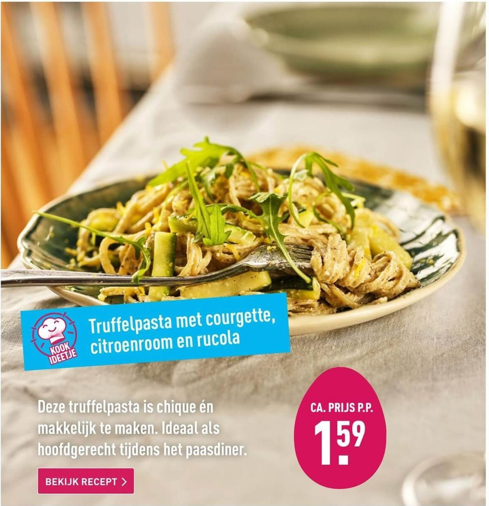 Truffelpasta met courgette, citroenroom en rucola aanbieding bij ALDI