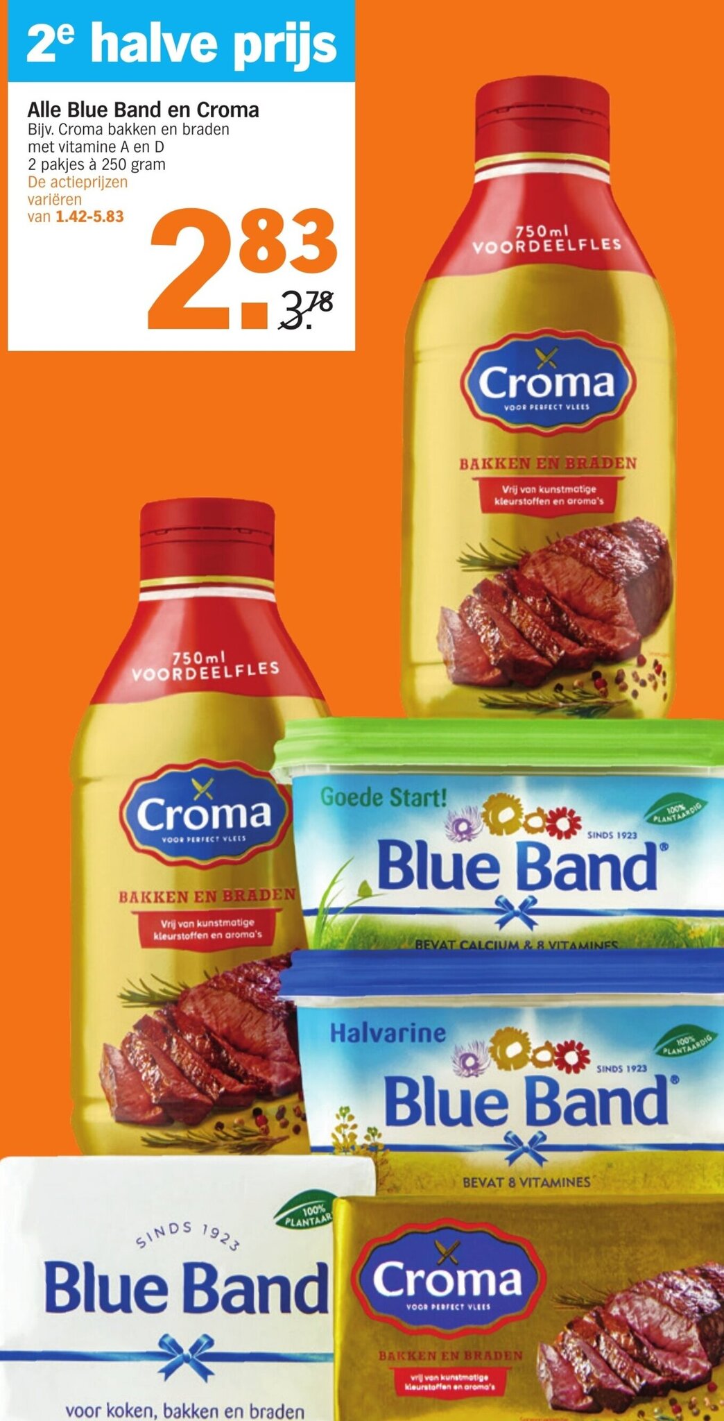 Alle blue band en croma 250 gram aanbieding bij Albert Heijn