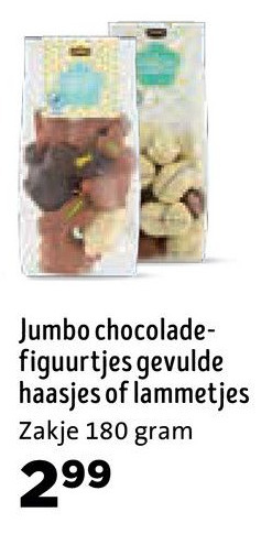 Jumbo chocolade- figuurtjes gevulde haasjes of lammetjes aanbieding bij ...