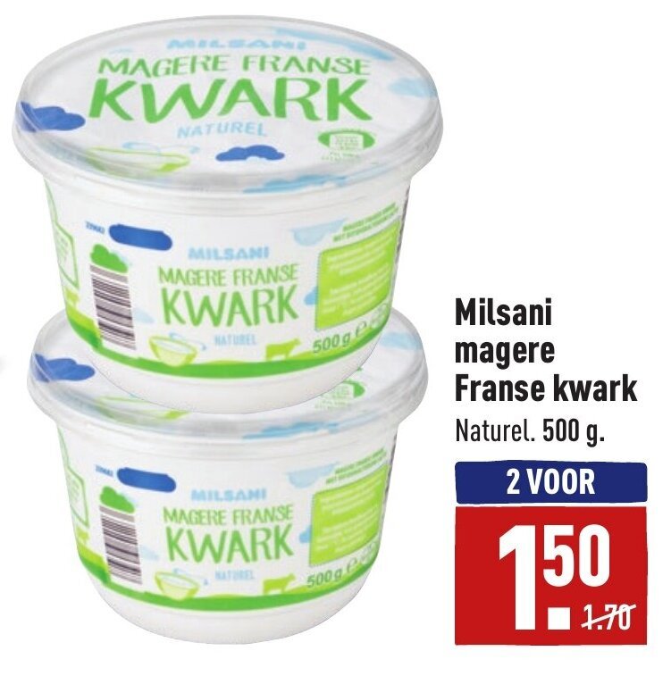 Milsani magere franse kwark 500g aanbieding bij ALDI