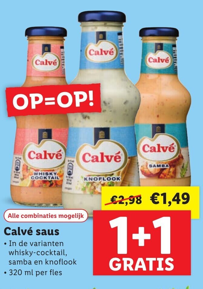 Calve saus 320ml aanbieding bij Lidl