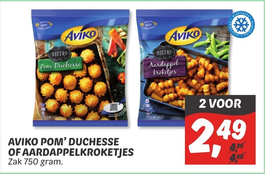 Aviko pom' duchesse of aardappelkroketjes 750g aanbieding bij Dekamarkt
