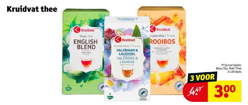 Thee 3 x 20 stuks aanbieding bij Kruidvat
