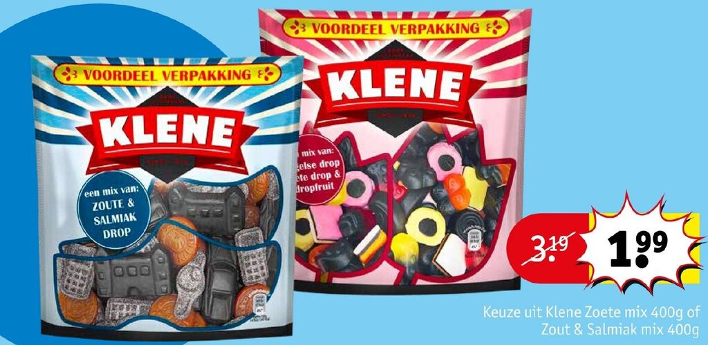 klene zoete mix 400 G of zout & salmiak mix 400 G aanbieding bij Kruidvat