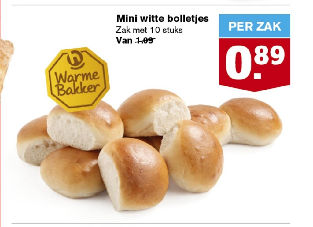 Mini witte bolletjes 10 stuks aanbieding bij Hoogvliet