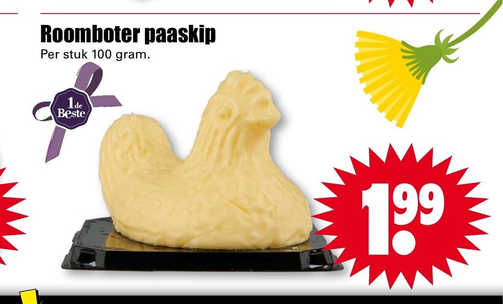 Roomboter paaskip 100 gram per stuk aanbieding bij Dirk