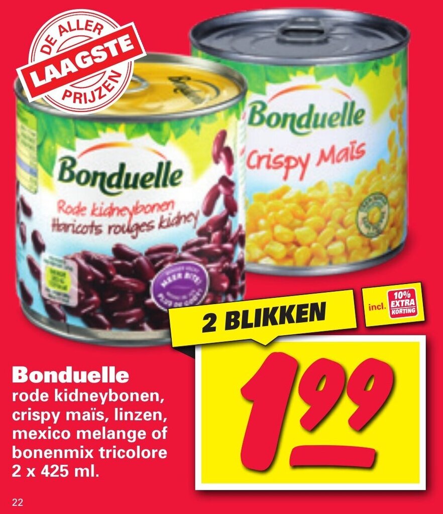 Bonduelle 2 x 425ml aanbieding bij Nettorama