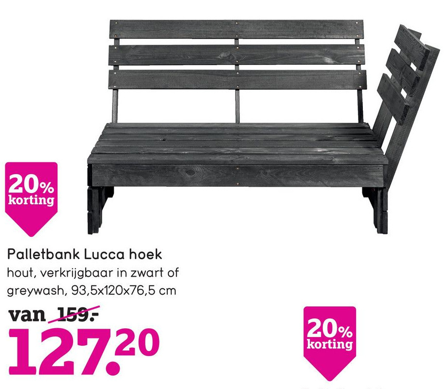 Palletbank Lucca hoek aanbieding bij Leen Bakker