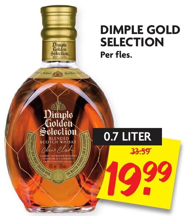 Dimple Gold Selection 700ml aanbieding bij Dekamarkt