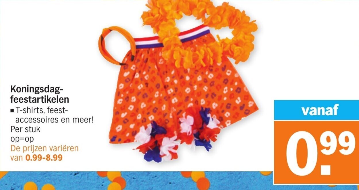 Koningsdag-feestartikelen aanbieding bij Albert Heijn