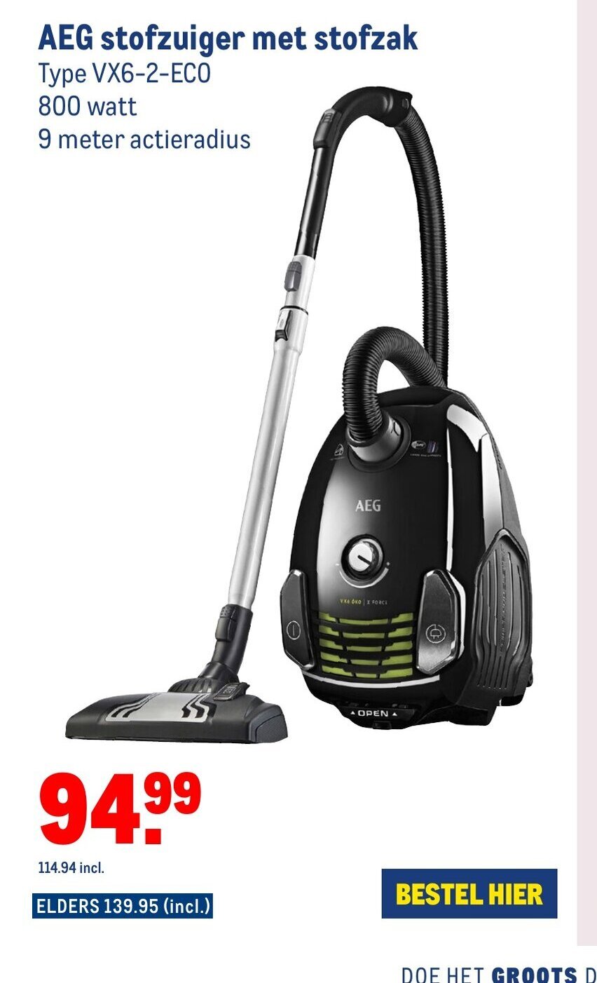 AEG stofzuiger met stofzak Type VX6-2-ECO aanbieding bij Makro
