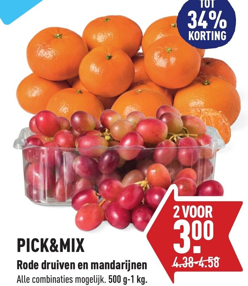 PICK&MIX Rode druiven en mandarijnen aanbieding bij ALDI