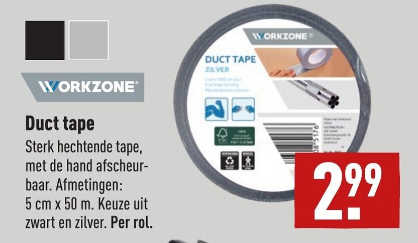 Workzone Duct tape aanbieding bij ALDI