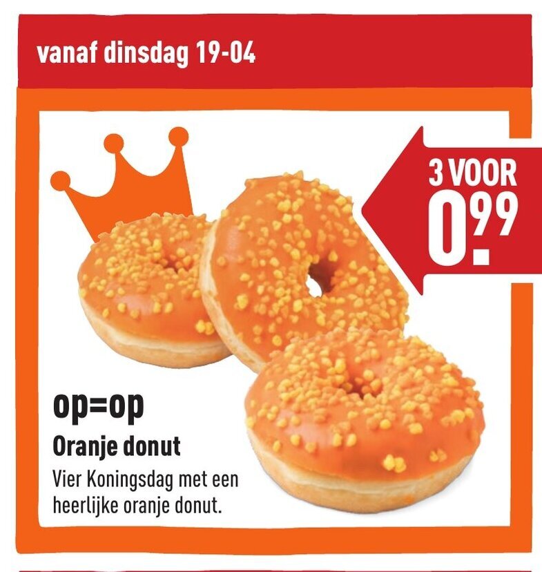 Oranje donut aanbieding bij ALDI