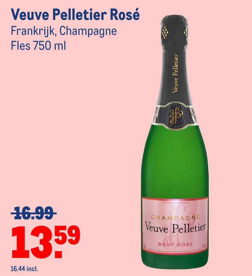 Veuve Pelletier Rosé Frankrijk, Champagne aanbieding bij Makro