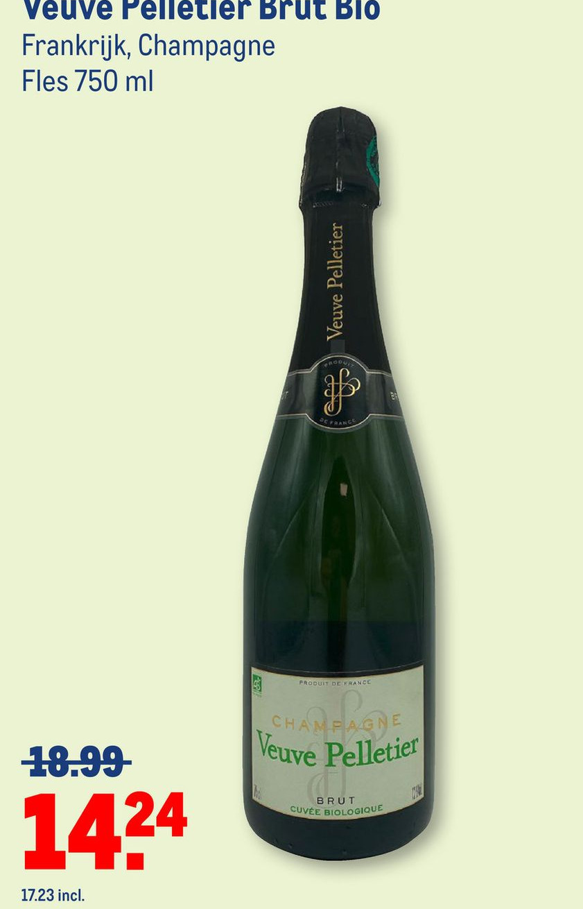 Veuve Pelletier Brut Bio Frankrijk, Champagne aanbieding bij Makro