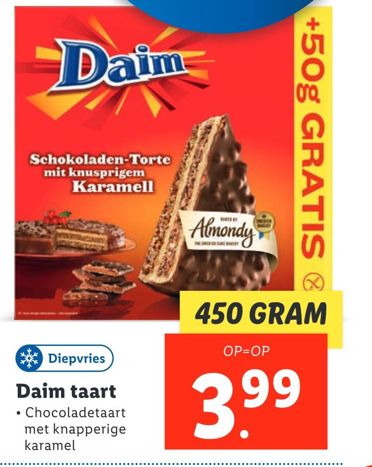 Daim taart • Chocoladetaart met knapperige karamel aanbieding bij Lidl