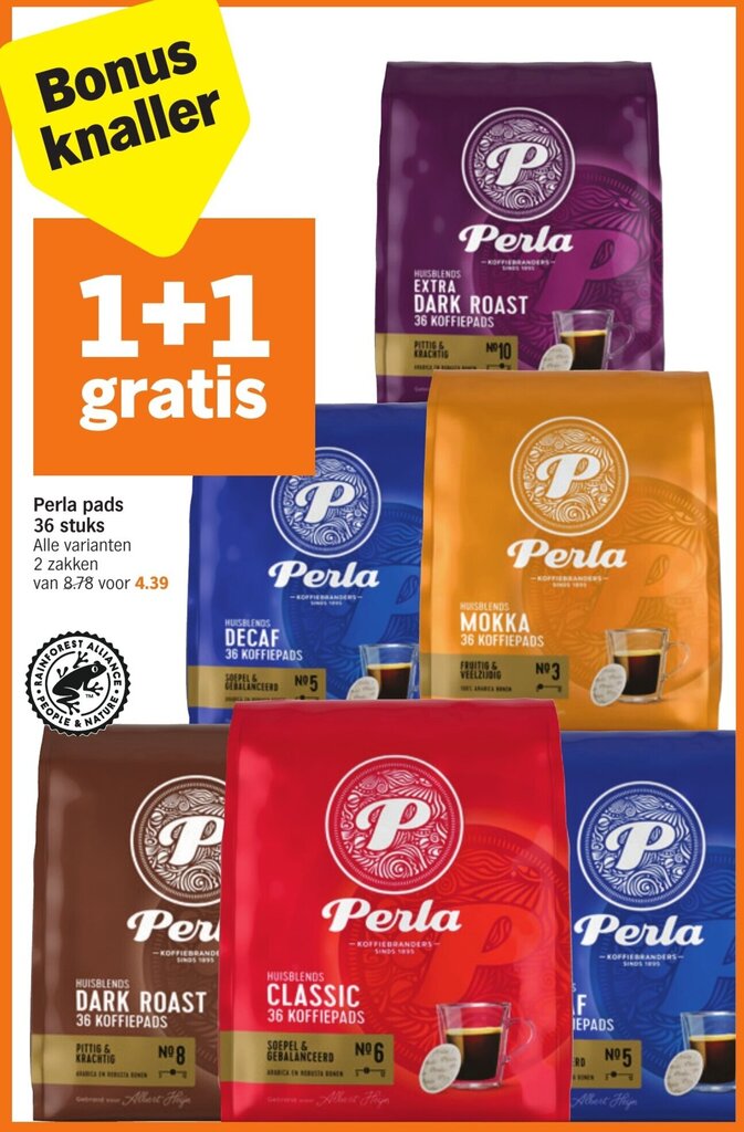 Perla pads 36 stuks 1+1 gratis aanbieding bij Albert Heijn