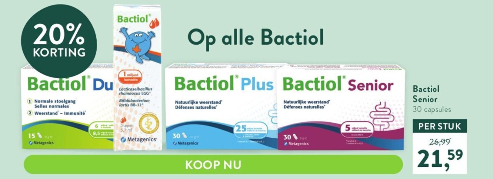 Bactiol Senior 30 capsules aanbieding bij Holland & Barrett