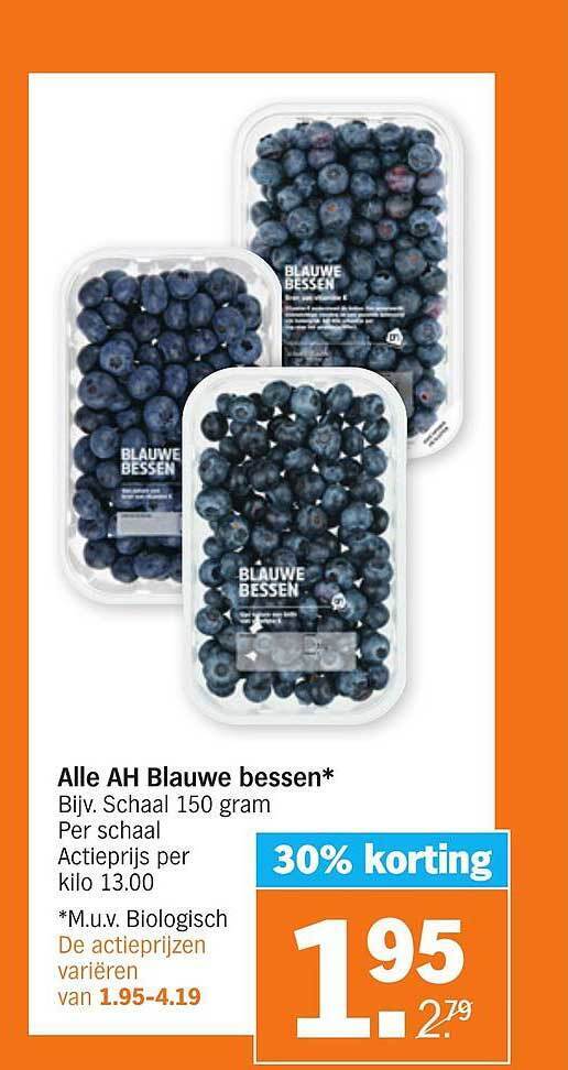Alle ah blauwe bessen 150 gram aanbieding bij Albert Heijn