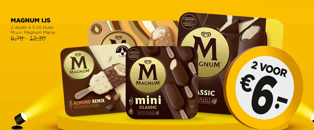 Magnum Ijs 3-10 stuks aanbieding bij Jumbo