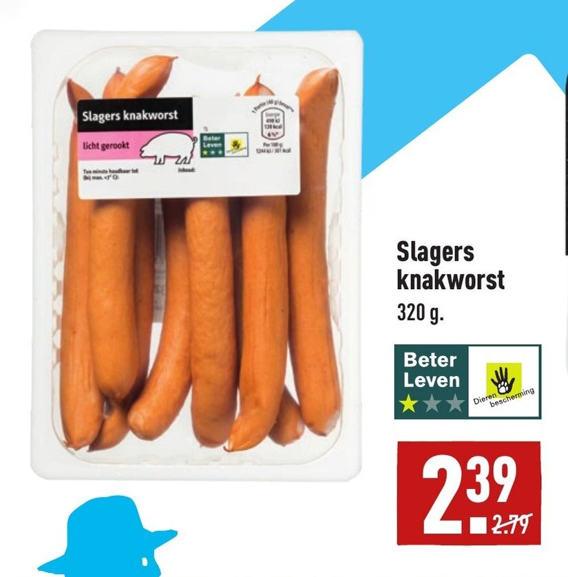 Slagers knakworst 320g aanbieding bij ALDI