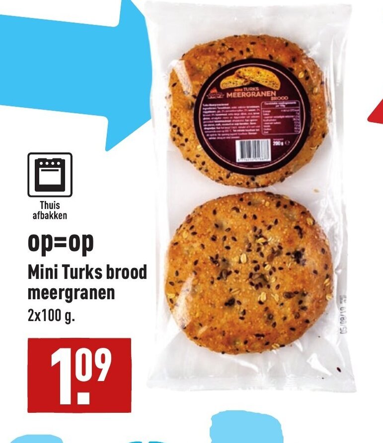 Mini turks brood meergranen 2 x 100g aanbieding bij ALDI