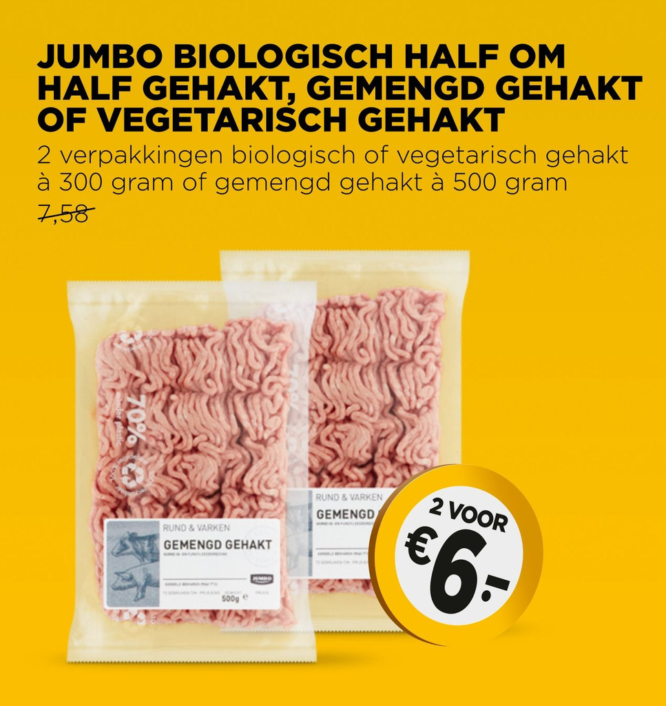 JUMBO BIOLOGISCH HALF OM HALF GEHAKT, GEMENGD GEHAKT OF VEGETARISCH ...